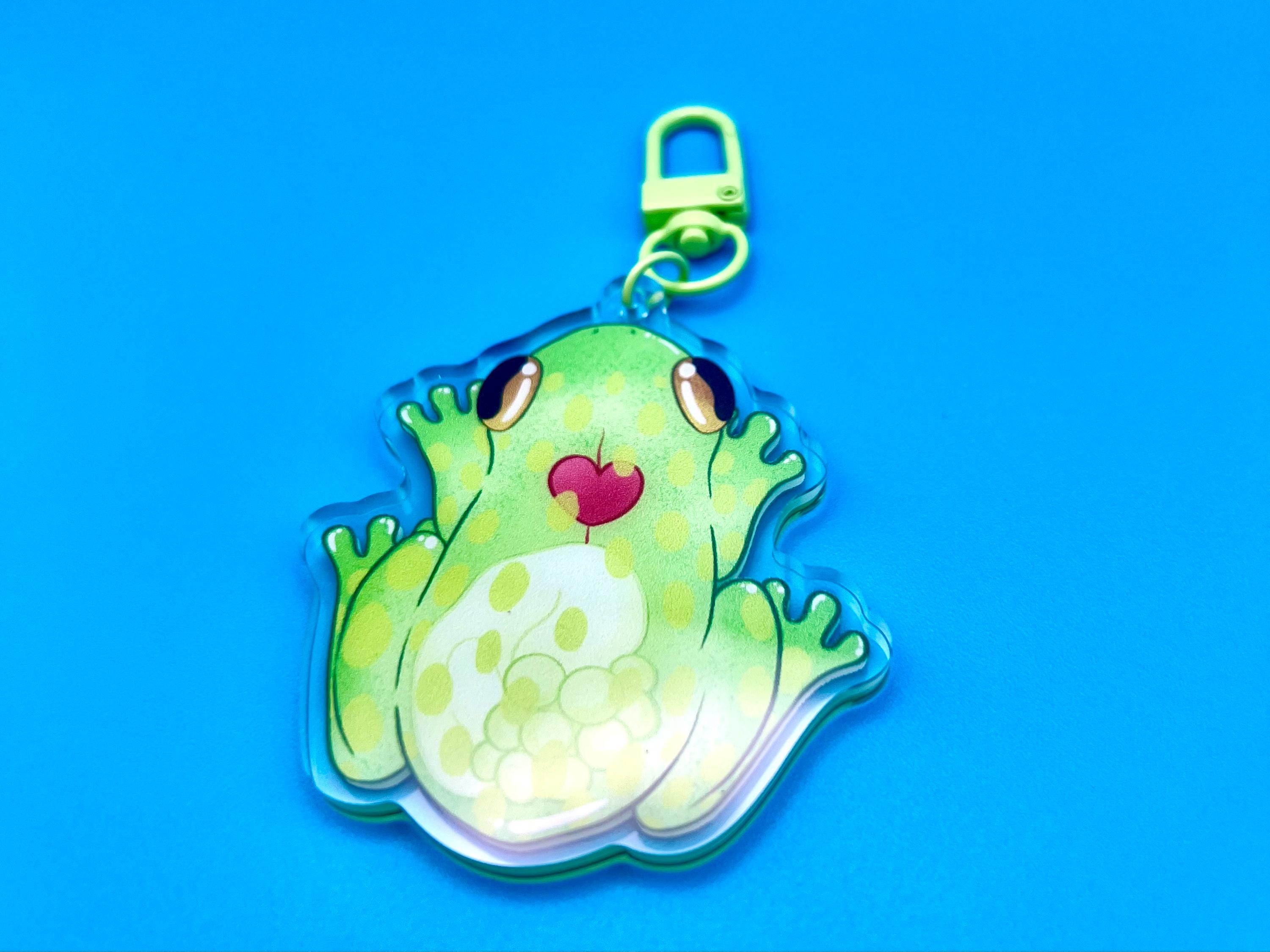 Glass Frog Acrylic Keychain: Double Sided Green Charm - Etsy