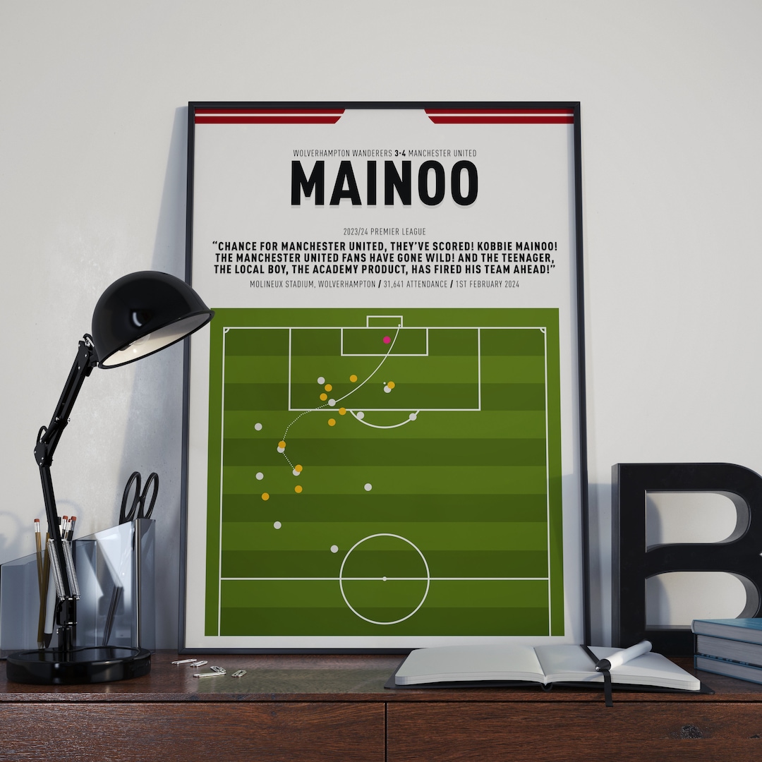Kobbie Mainoo Goal Wolves Vs MAN UTD 23/24 Premier League - Etsy