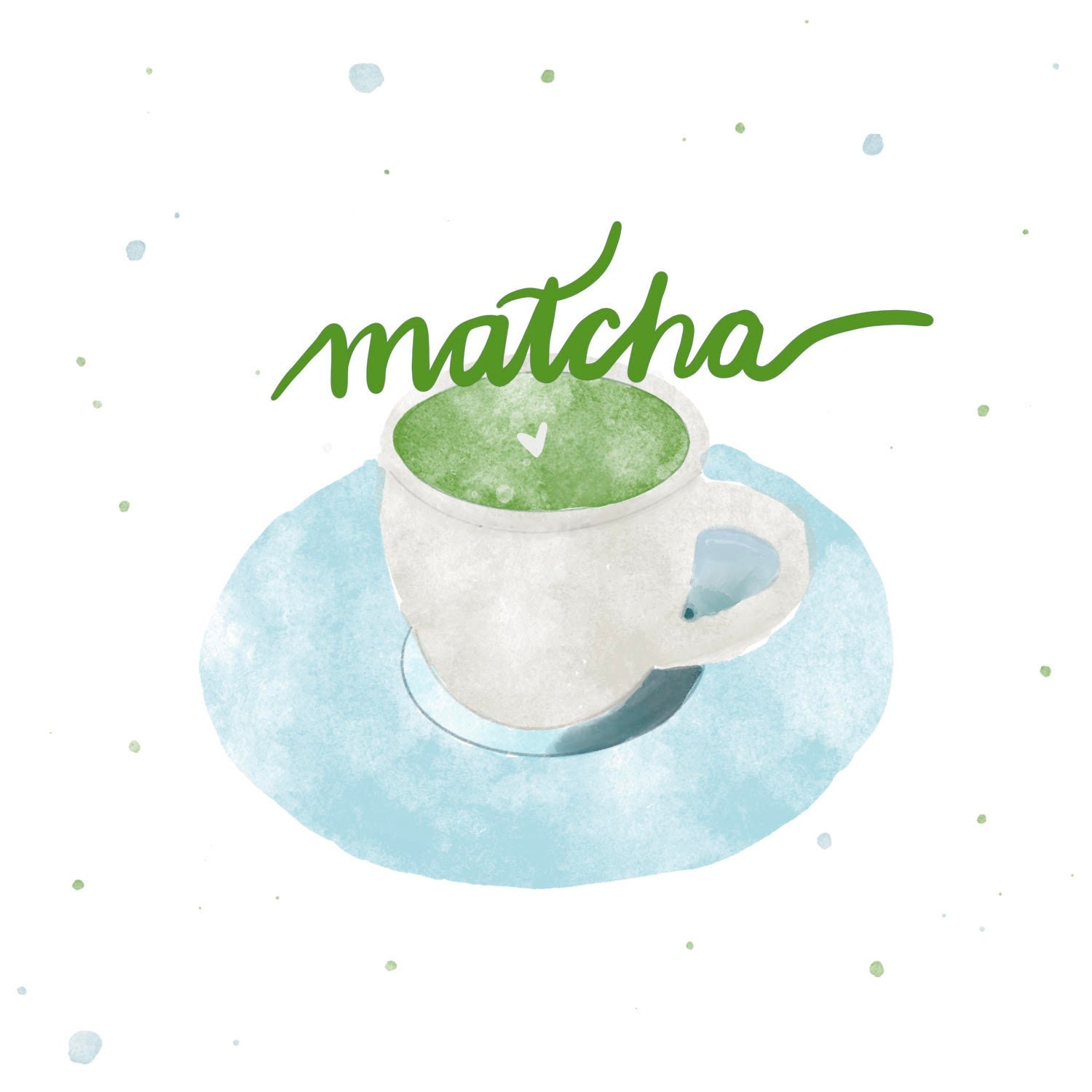 Matcha Digital Watercolor Print for Immediate Download - Square Size ...