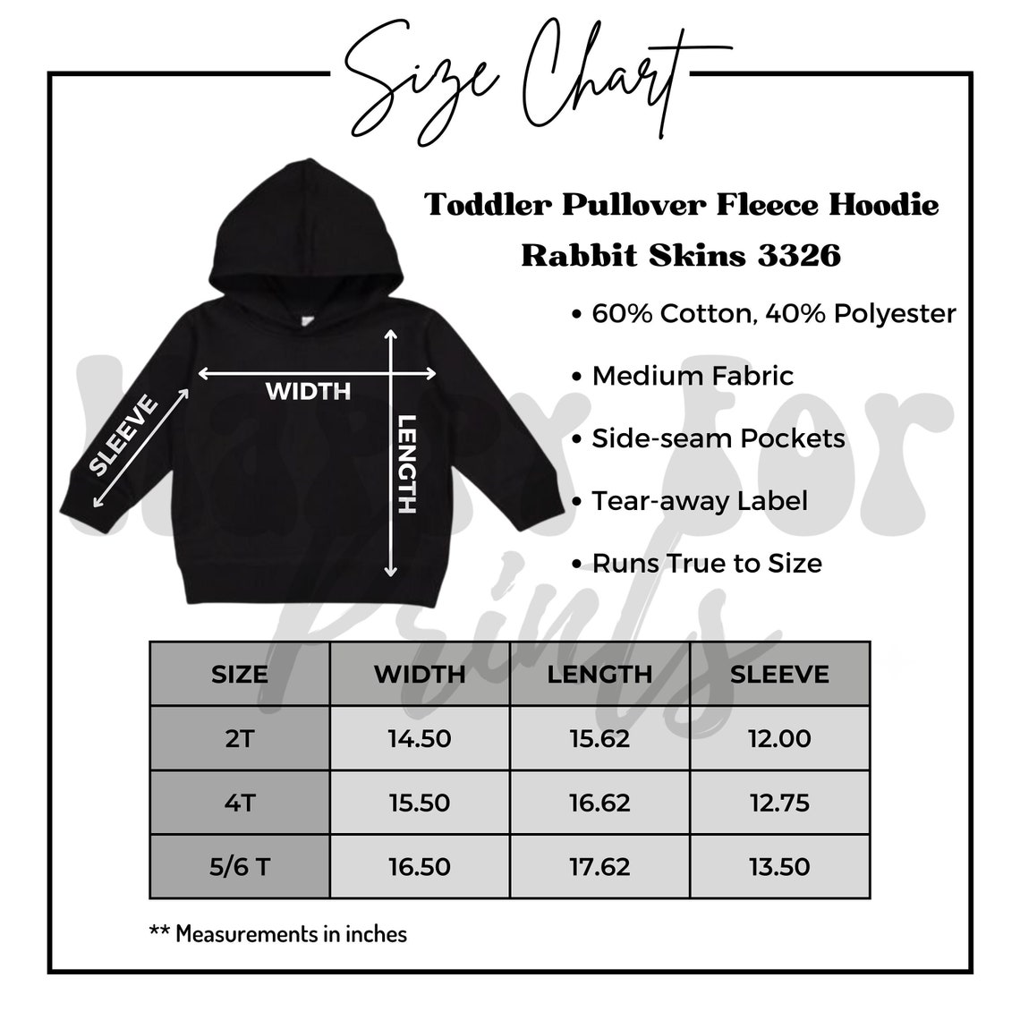 Rabbit Skins 3326 Size Chart, Toddler Pullover Fleece Hoodie, Toddler ...