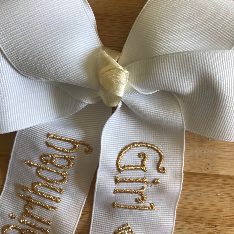Birthday Girl Embroidered Bow - Etsy