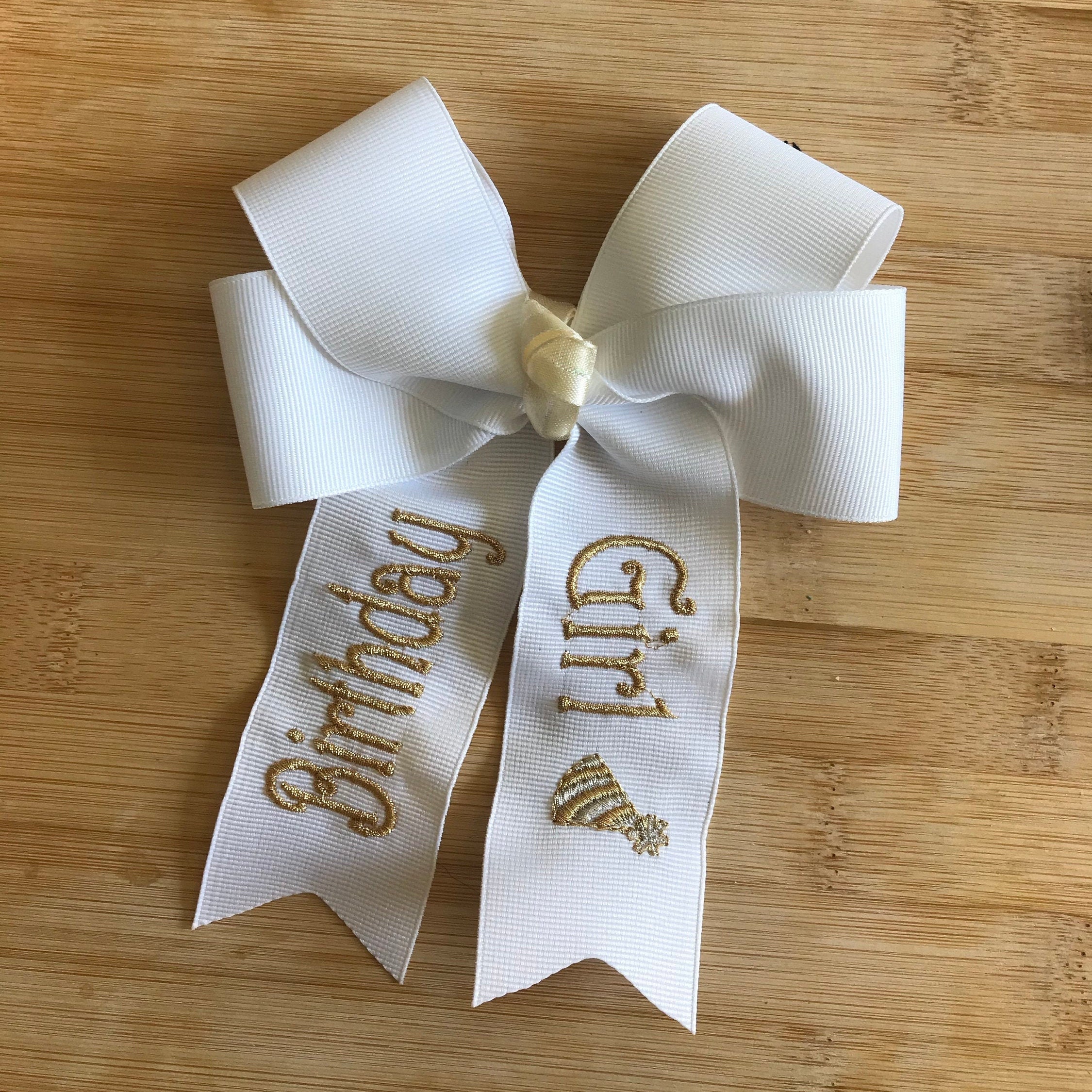 Birthday Girl Embroidered Bow - Etsy