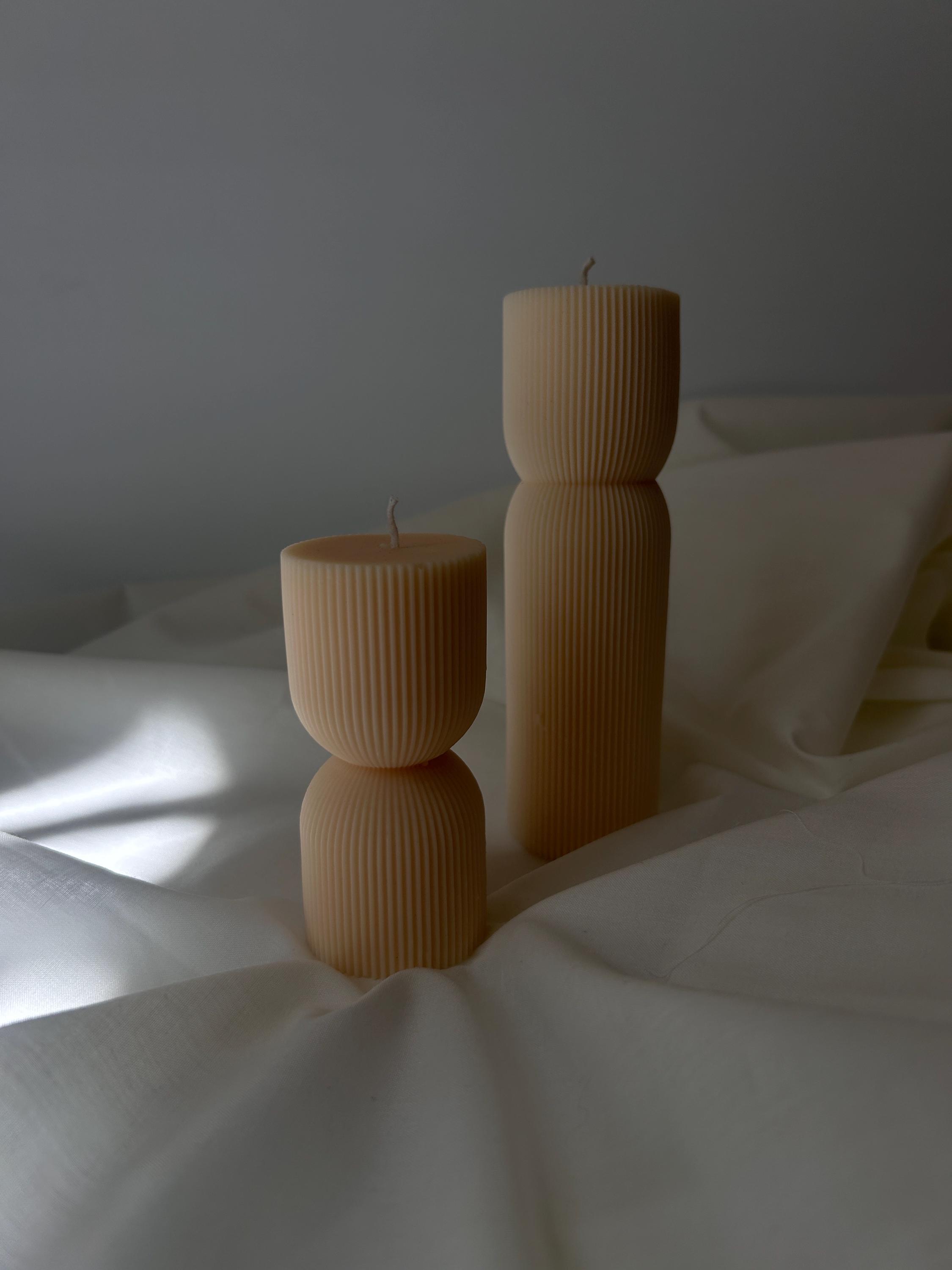 Set of 2 Pillar Candles Centerpieces for Table Decor - Soy Wax ...