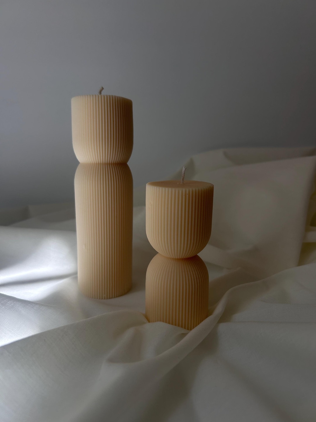 Set of 2 Pillar Candles Centerpieces for Table Decor - Soy Wax ...