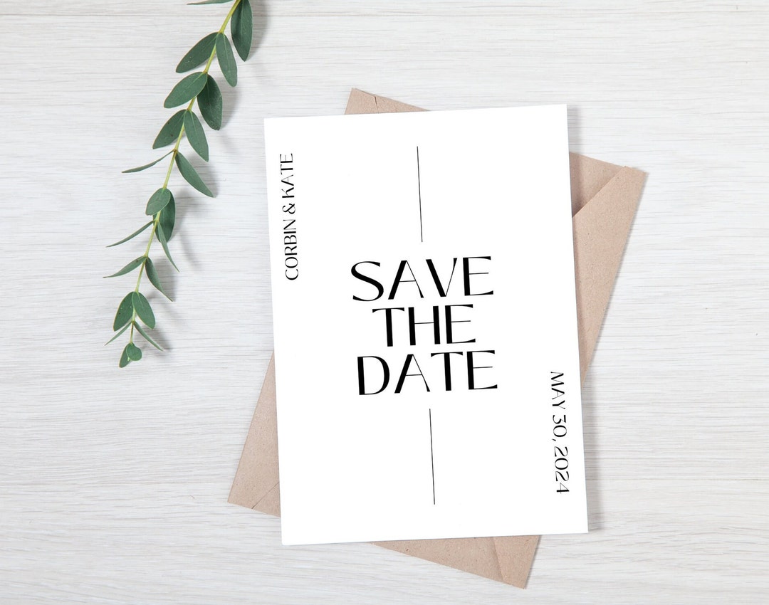 Modern Save the Date Template, Modern Bride Invitations, Minimalist ...