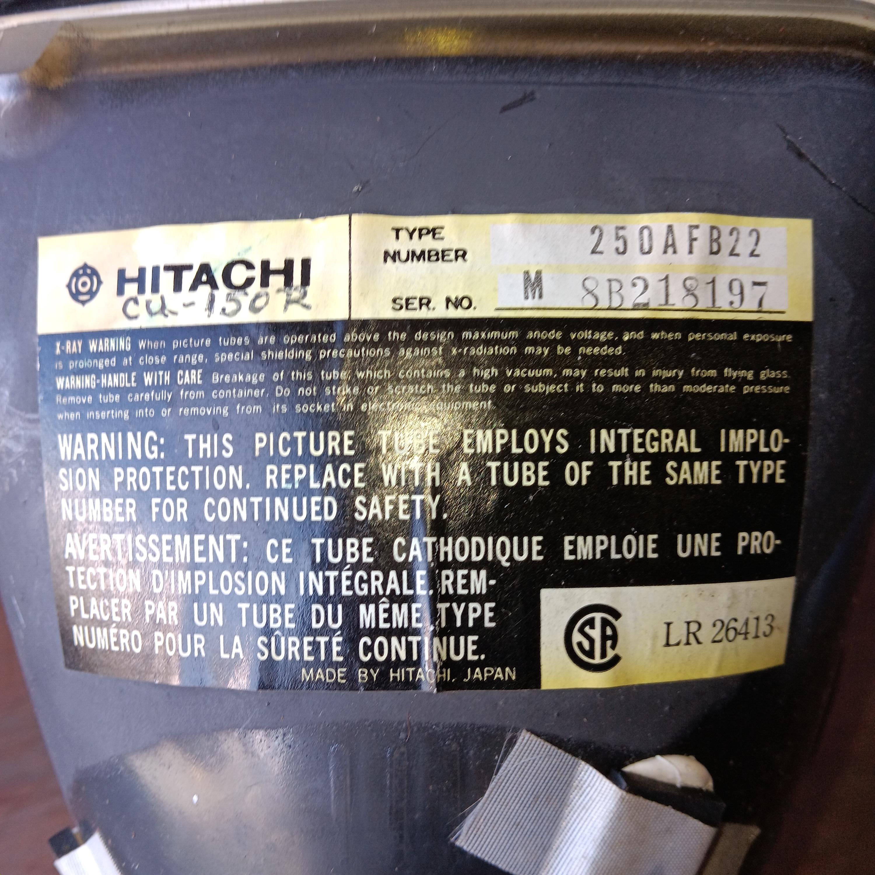 Picture Tube, CRT, Hitachi Color TV, Tube: CU-150R - Etsy