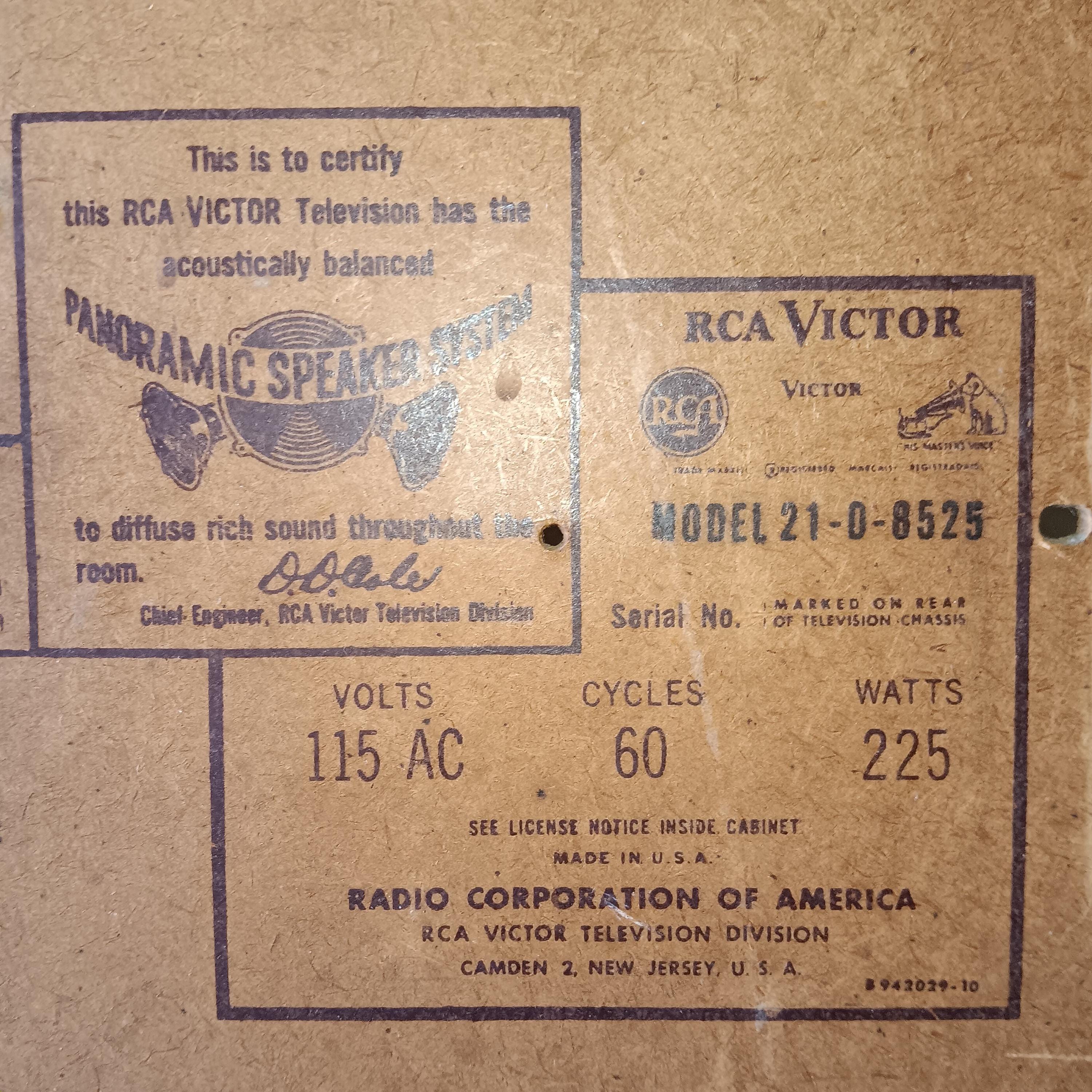Antique Vintage 21" Television Set, Tube TV. RCA Model 21-D-8525 - Etsy