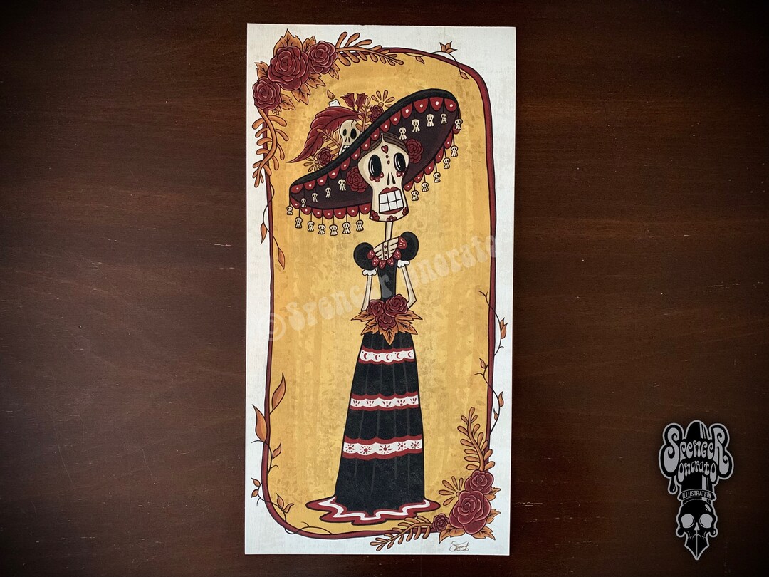 La Catrina Art Prints Folk Art Dia De Los Muertos - Etsy