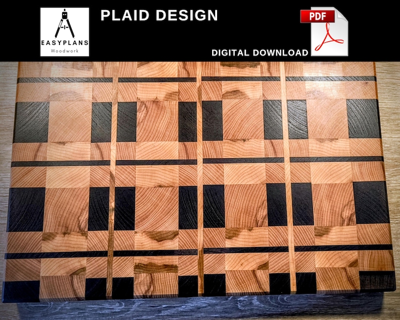 PLANS for End Grain Plaid Cutting Chopping Board Woodworking Project ...