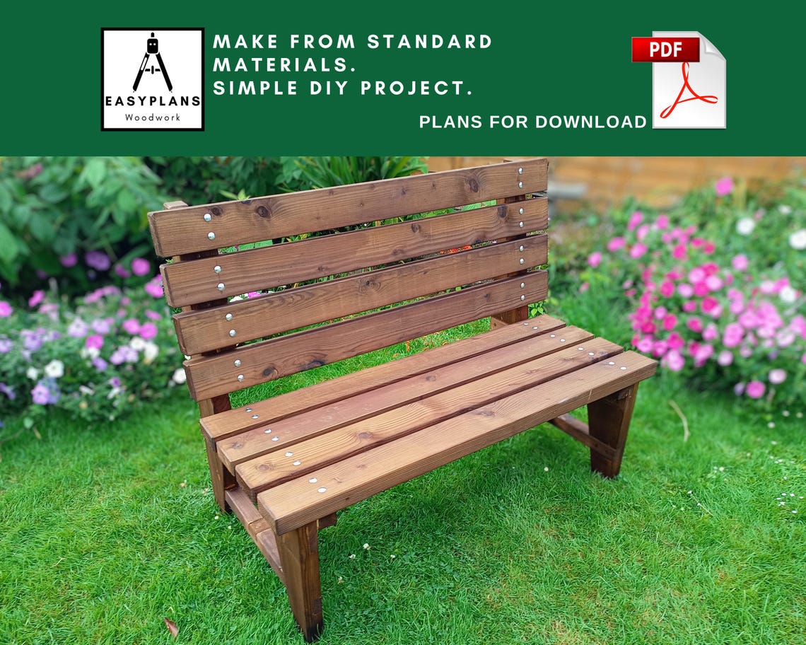 Garden Bench DIY Plans: Simple Woodworking Project (digital Download ...