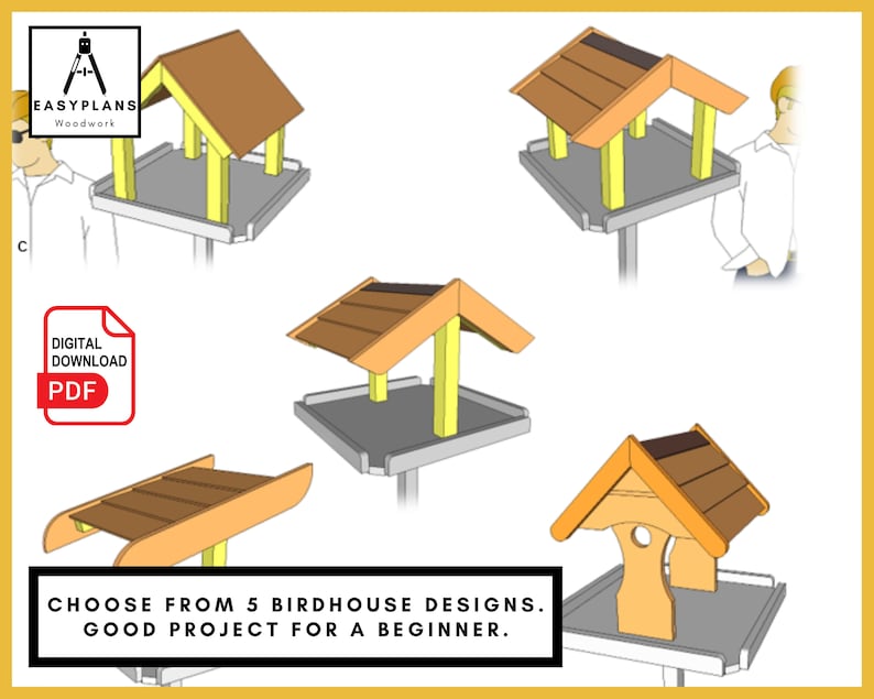 Bird Table Plans: 5 DIY Woodworking Designs (PDF Download) - Etsy