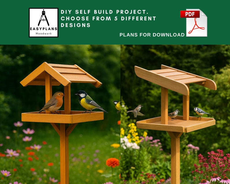 Bird Table Plans: 5 DIY Woodworking Designs (PDF Download) - Etsy UK
