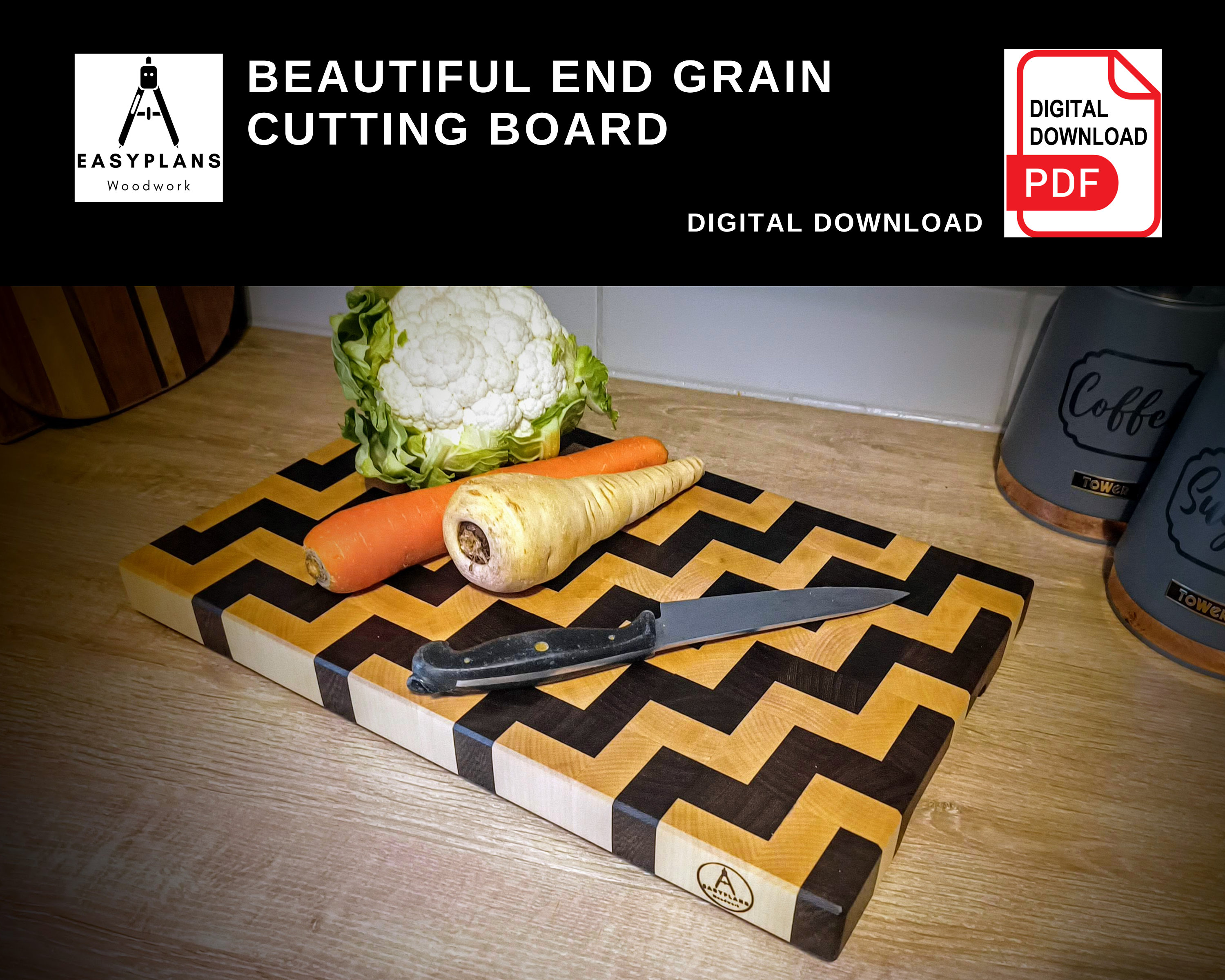 PLANS for End Grain Cutting Chopping Board Woodworking Project for the ...
