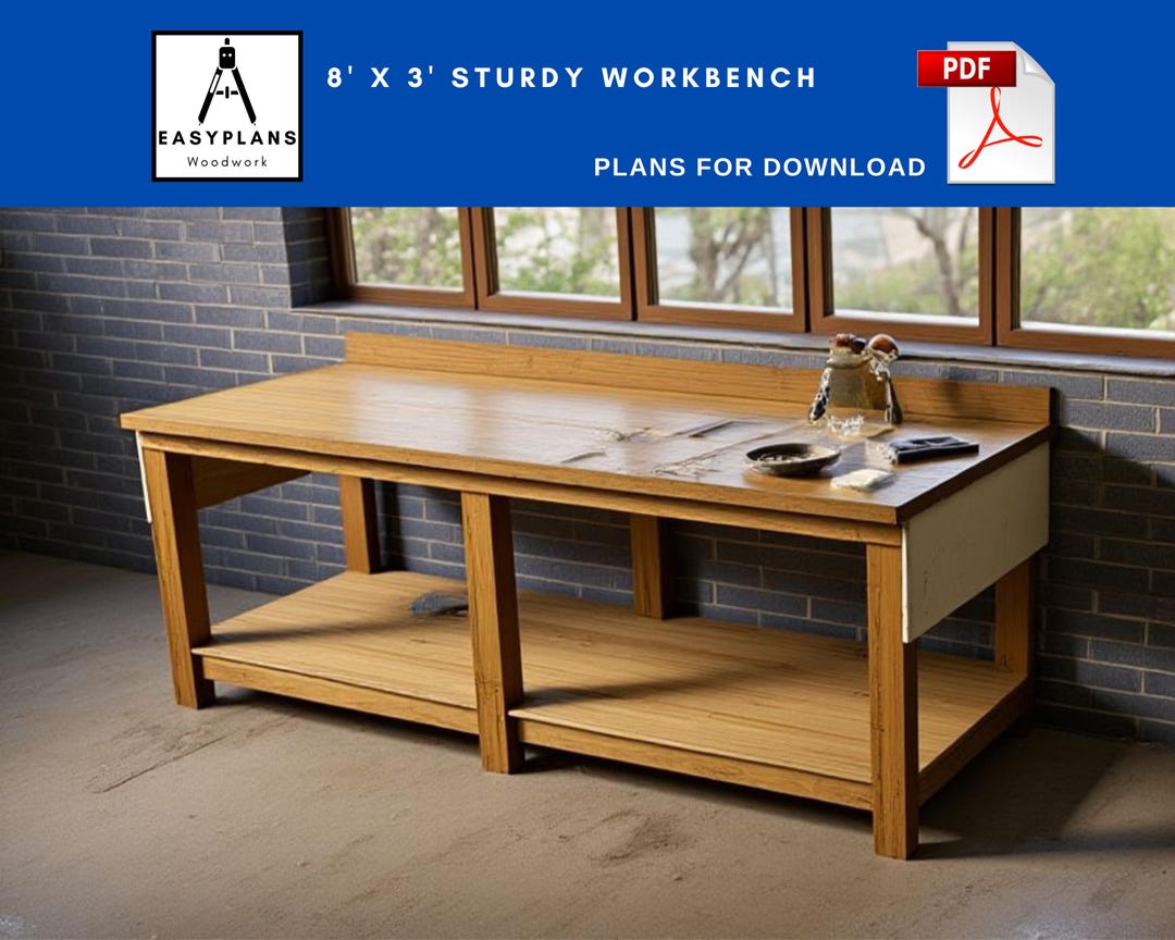 PLANS for Sturdy 8ft Workbench Simple DIY Build Project - Etsy