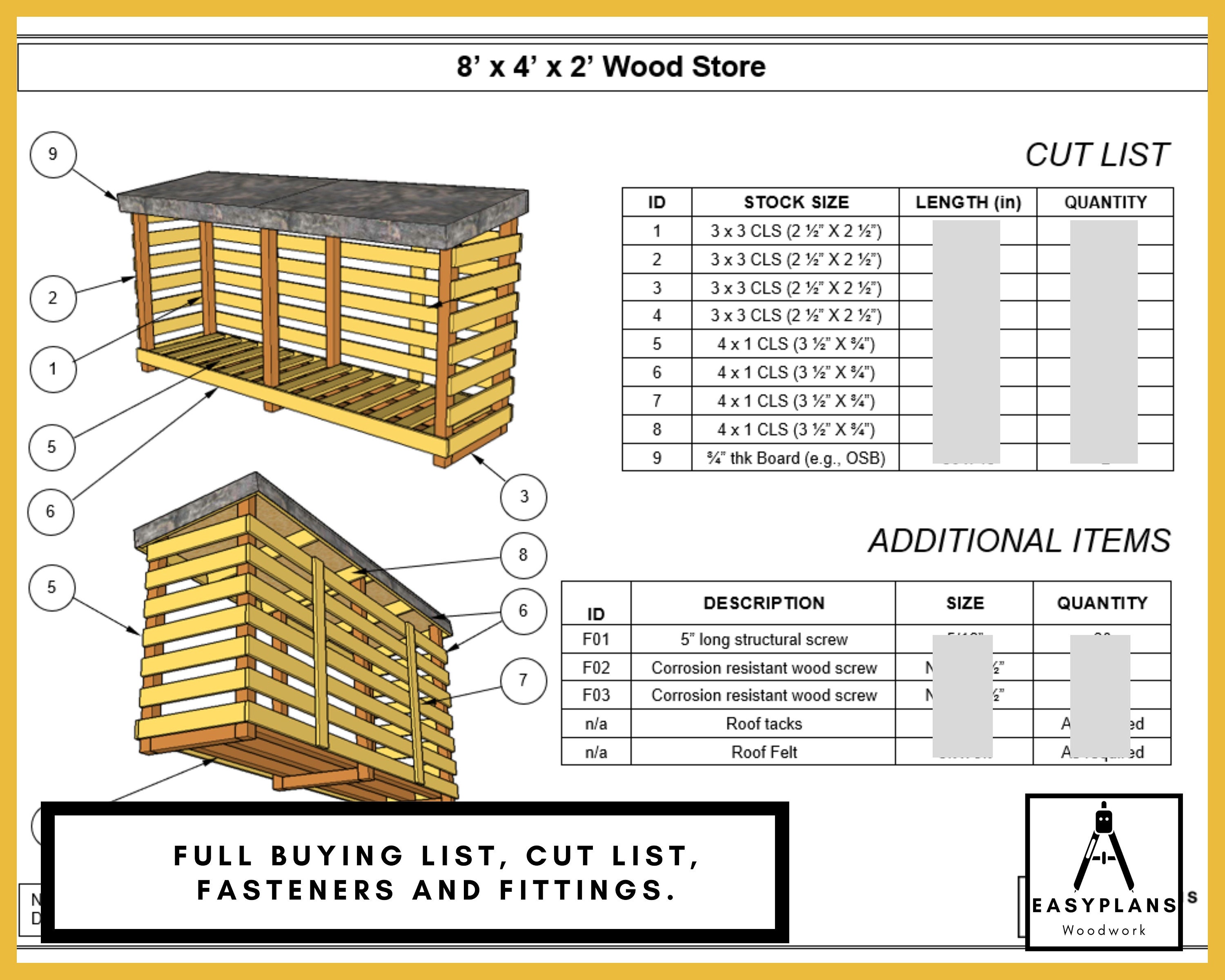 Wood Store Log Store Plans 8ft X 4ft X 2ft using Standard - Etsy Canada