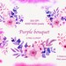 Watercolor Purple Floral Clipart. Pink and Violet Flowers and - Etsy