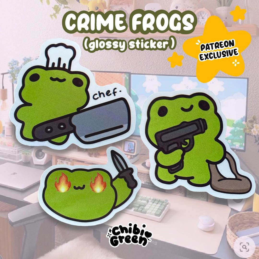 Funny Frog Stickers/ Frog Stickers /knife Frog Sticker/ Cute Kawaii ...