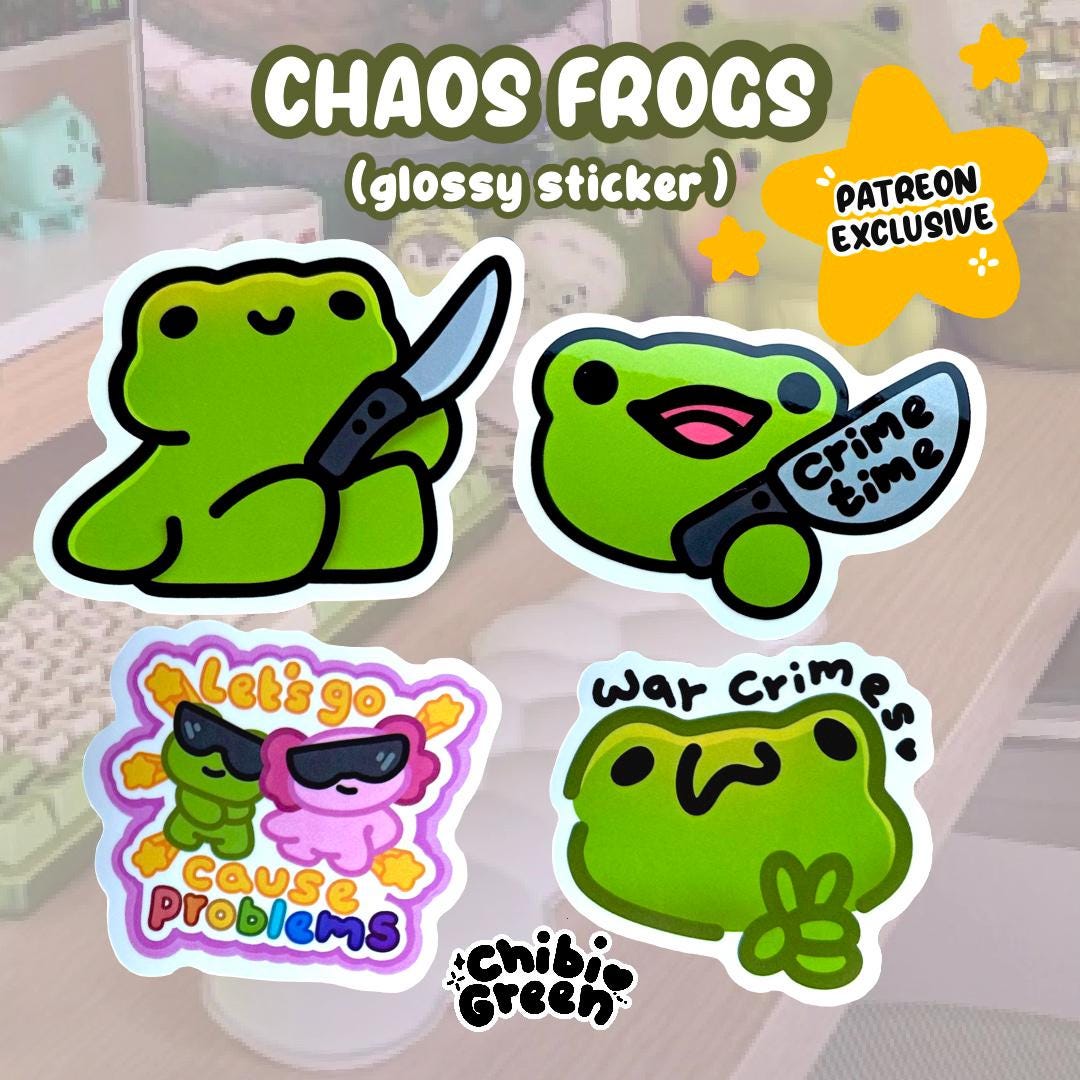 Knife Frog Stickers | Multipack Stickers | Chaotic Frog Stickers | Frog ...