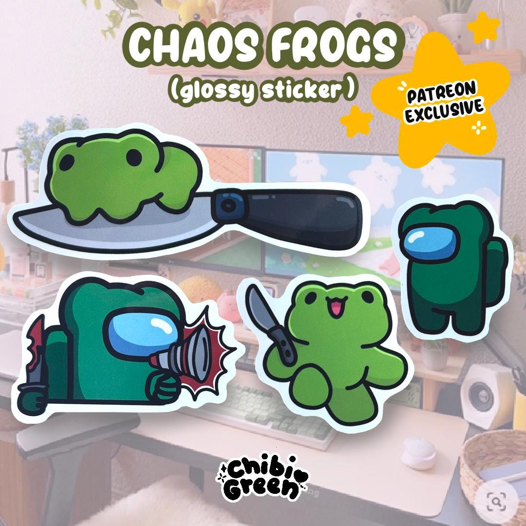 Stabby Frog Stickers/knife Frog Sticker/among Us Sticker/meme Frog ...