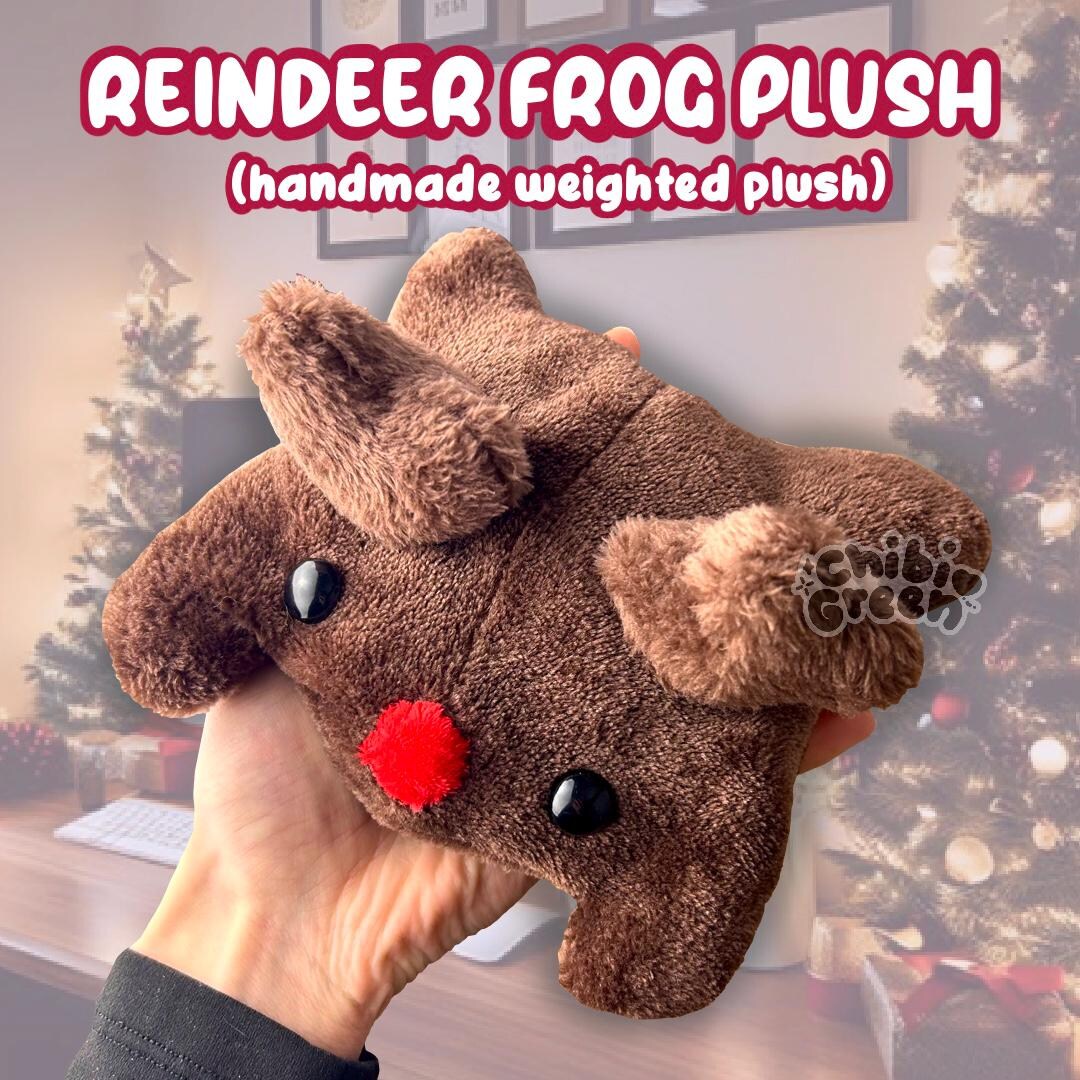 Reindeer Frog Plush Toy | Weighted Frog Plush | Frog Soft Toy | Frog ...