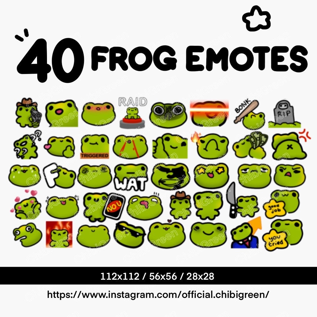 Frog Twitch Emotes | Frog Discord Emotes | Kawaii Frog Emotes | Cute ...