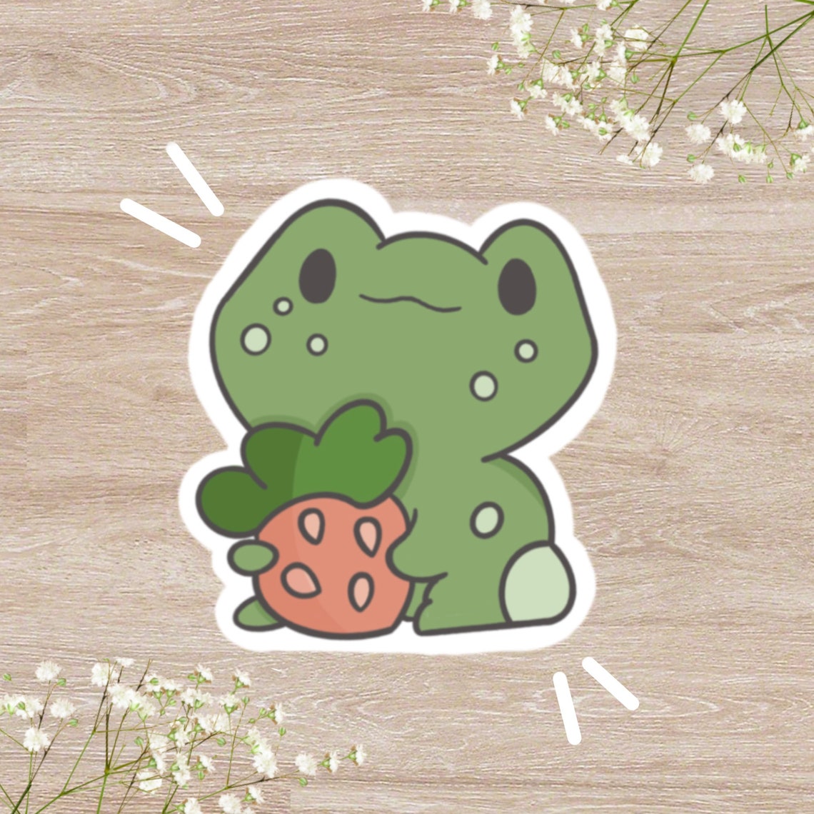 Strawberry mushroom flower frog/cute frog sticker/froggy | Etsy