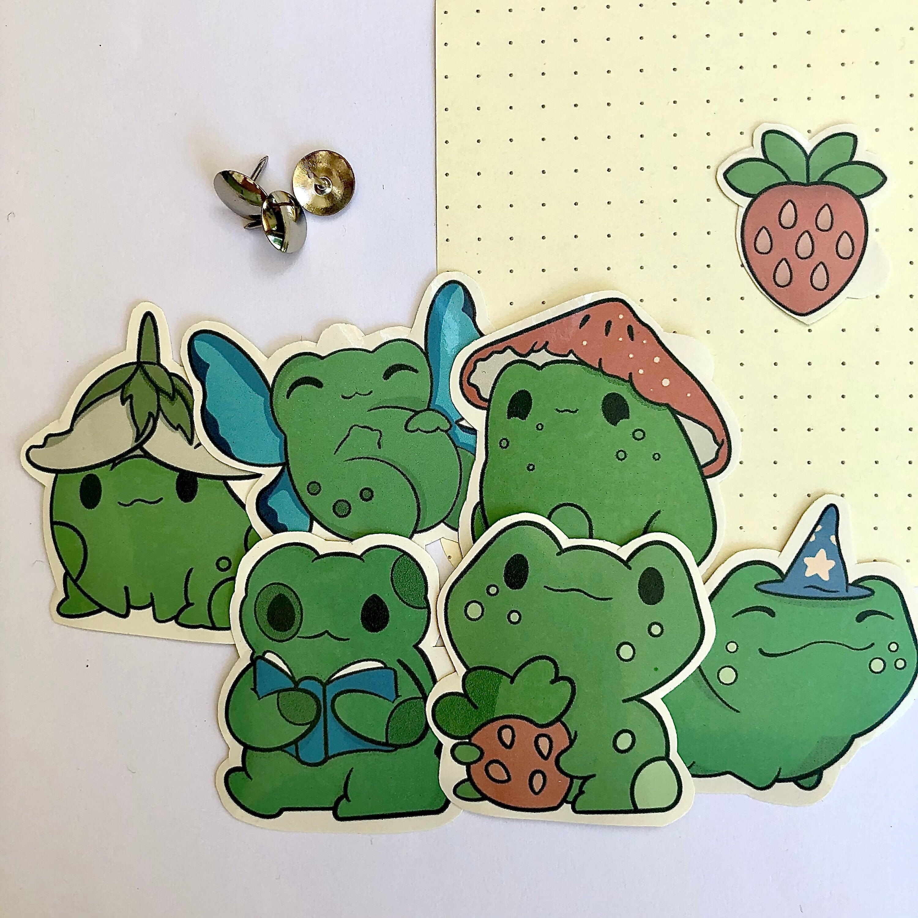 Strawberry mushroom flower frog/cute frog sticker/froggy | Etsy