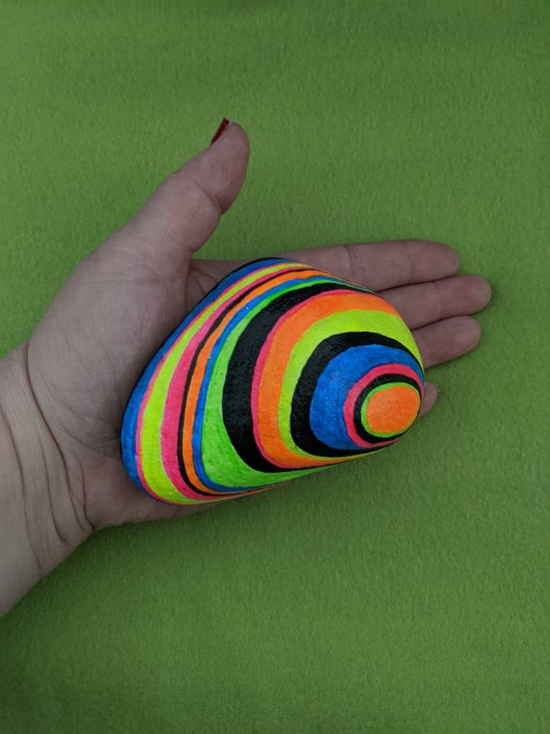 Neon Hand Painted Rock - Etsy