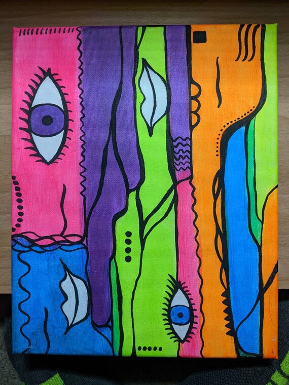 Neon Abstract Painting | Etsy