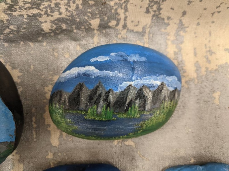 Painted Nature Scene Rocks - Etsy