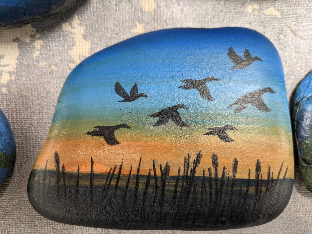 Painted Nature Scene Rocks - Etsy