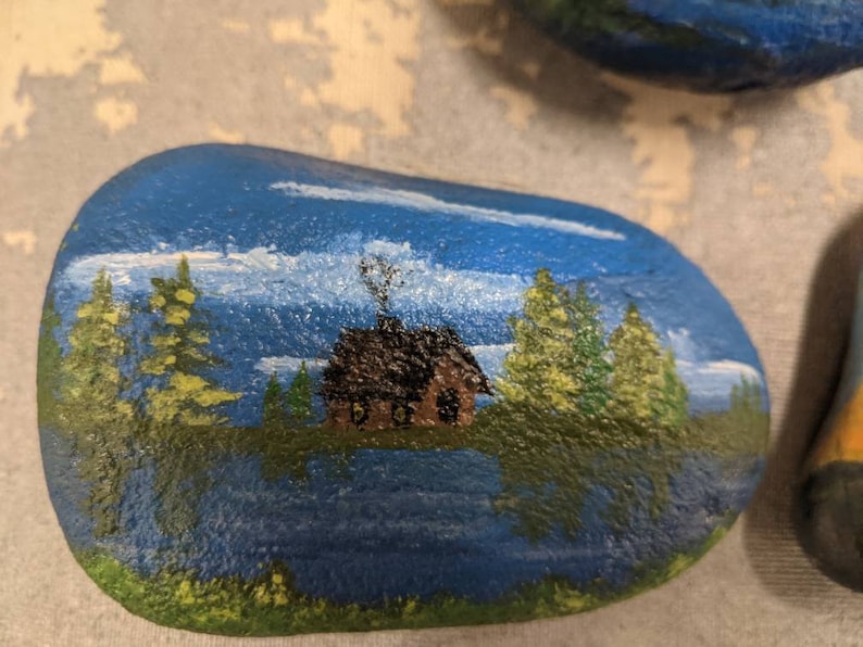 Painted Nature Scene Rocks - Etsy