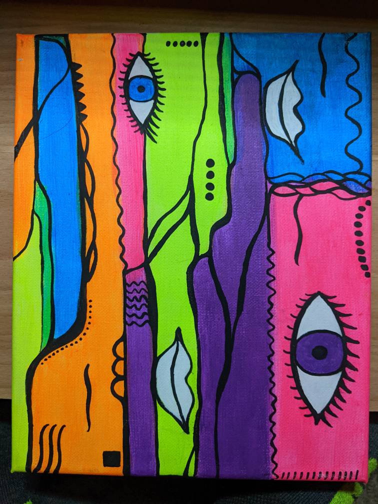 Neon Abstract Painting - Etsy
