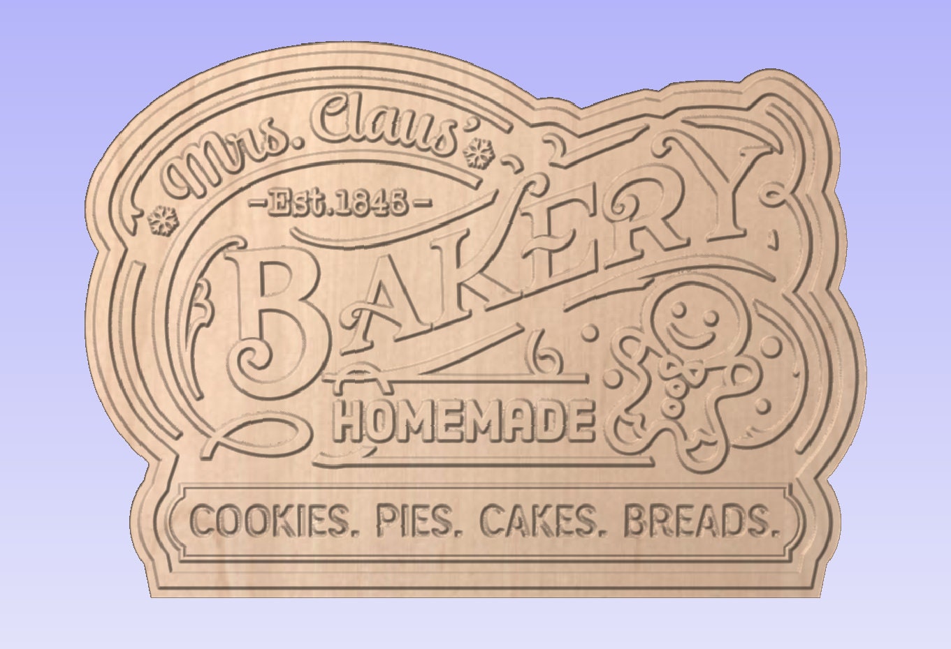 Mrs. Claus's Homemade Bakery Sign Digital Files for Shapeoko CNC ...