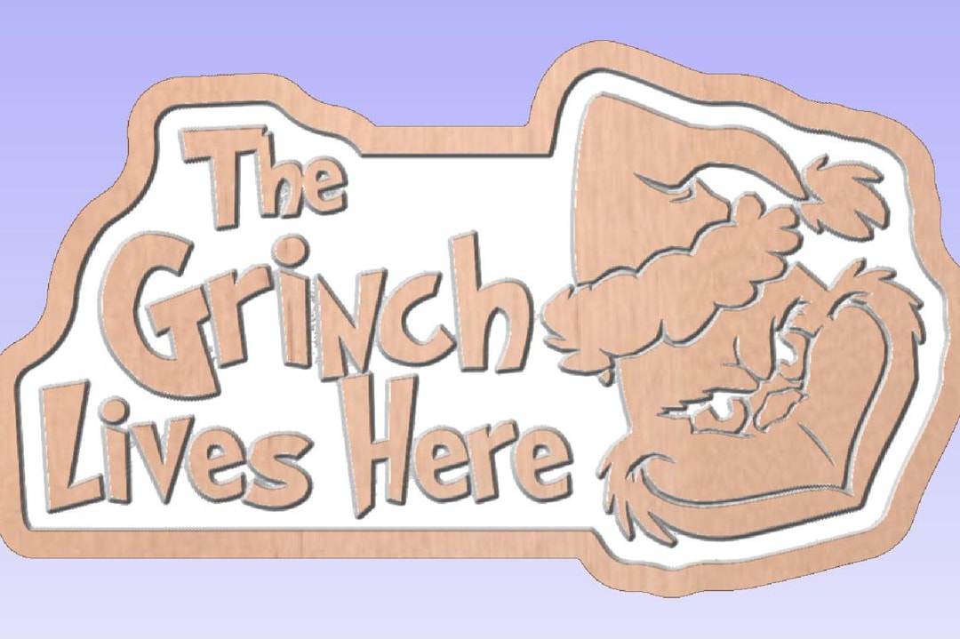 Grinch Wood Sign: "the Grinch Lives Here" Holiday Decor (SVG, DXF, CRV ...