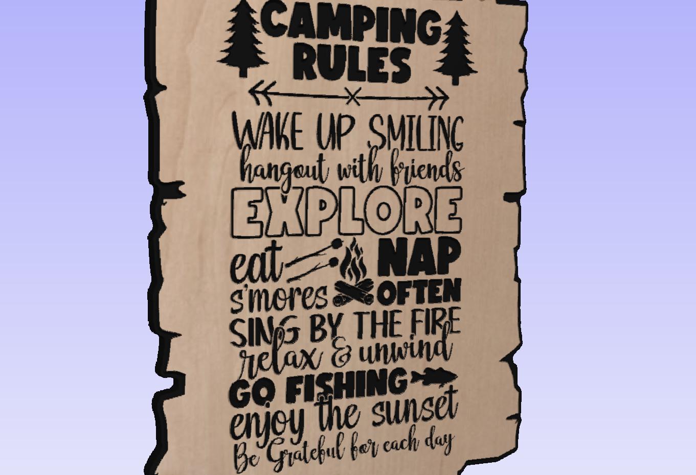 Wooden Sign Template for Vectric Files - "camp Rules" With Bonus ...