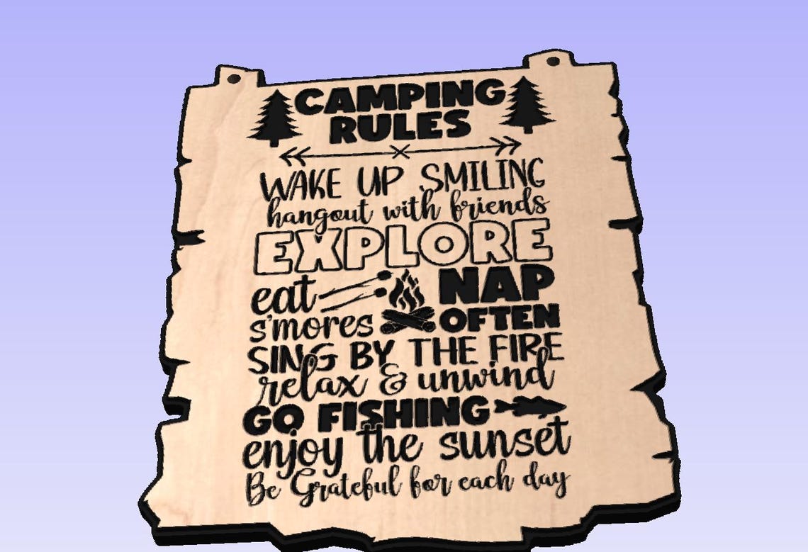 Wooden Sign Template for Vectric Files - "camp Rules" With Bonus ...