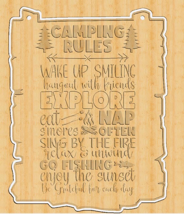 Wooden Sign Template for Vectric Files - "camp Rules" With Bonus ...