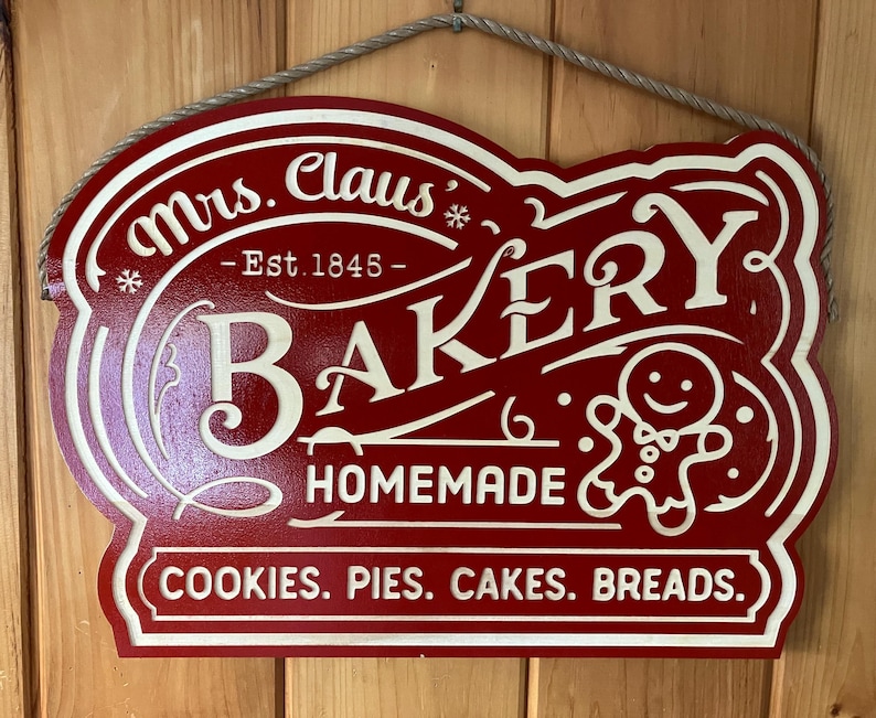 Mrs. Claus Bakery Sign Digital Files | CNC Carving, Shapeoko, Vcarve ...