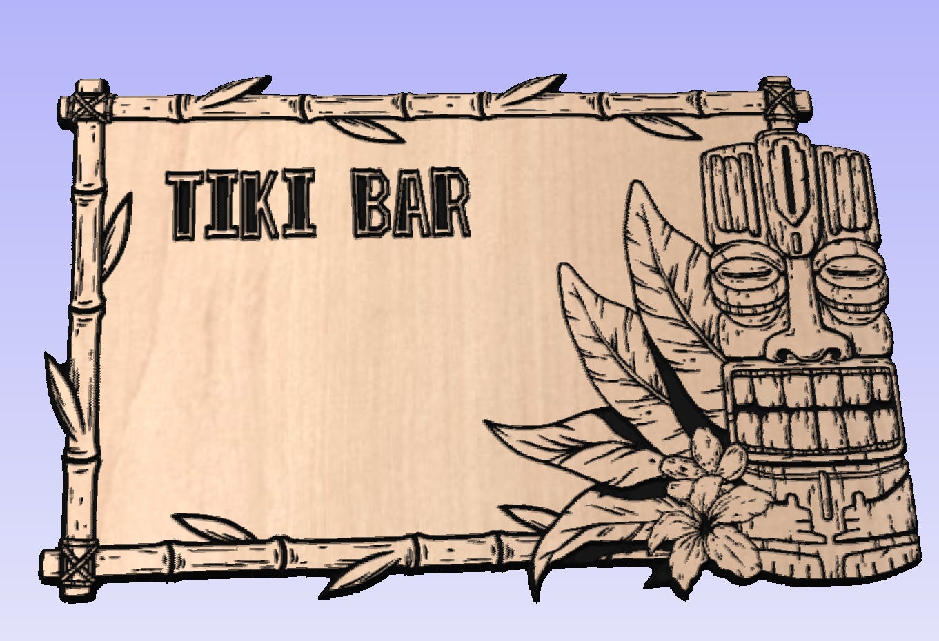 Tiki Style Bar Sign Template for Vectric Customizable DIY - Etsy