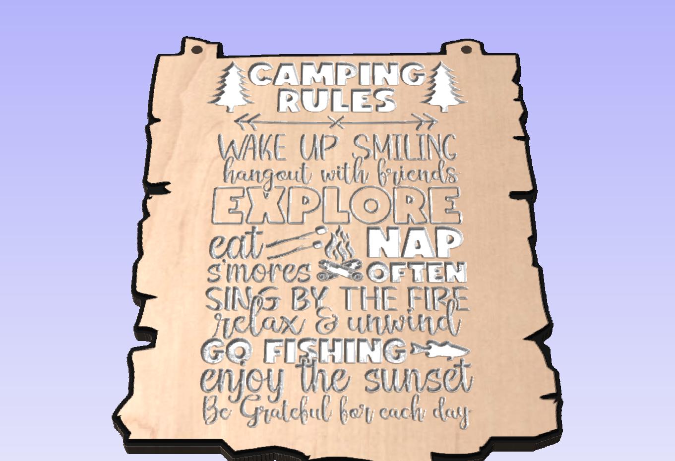 Wooden Sign Template for Vectric Files - "camp Rules" With Bonus ...