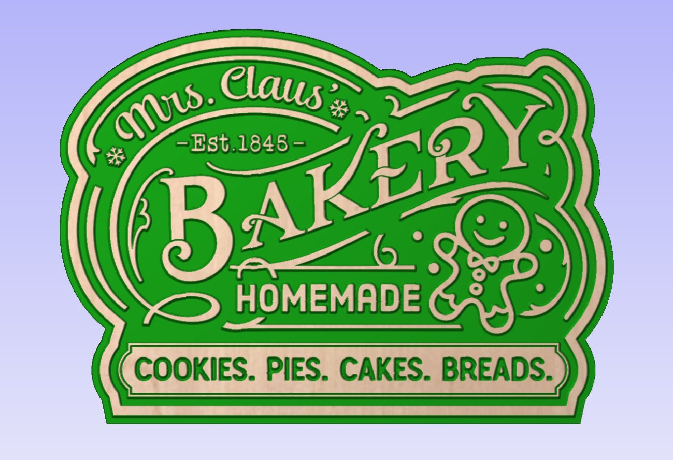 Mrs. Claus Bakery Sign Digital Files | CNC Carving, Shapeoko, Vcarve ...