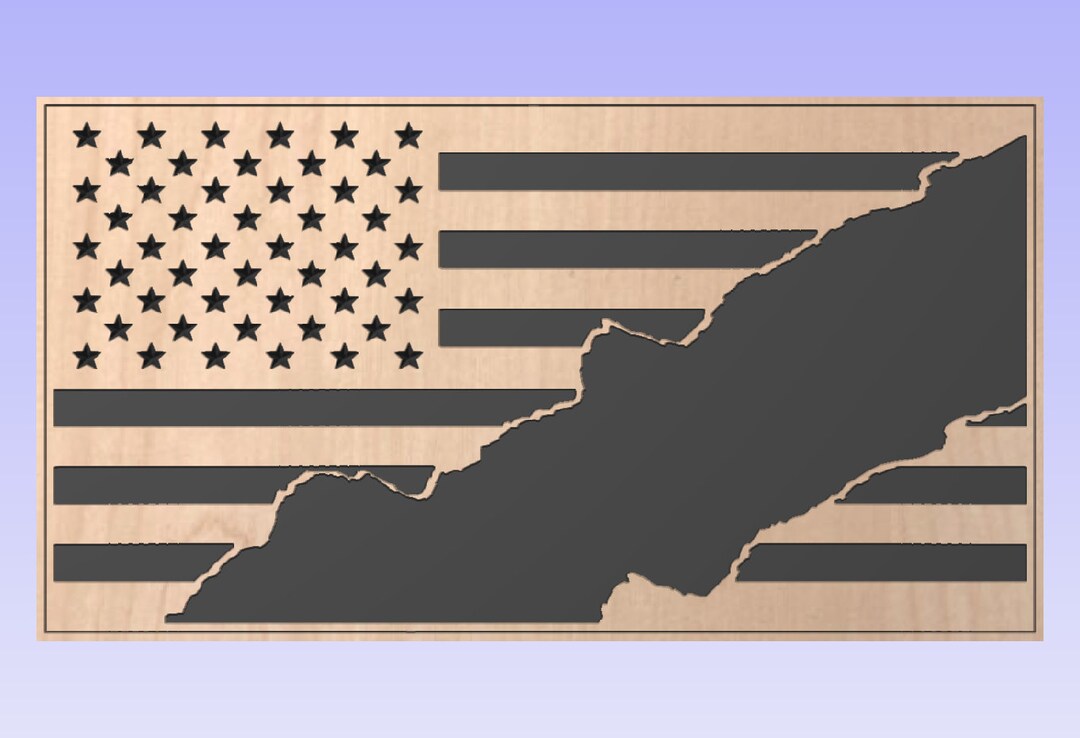 Vectric File - Torn American Flag SVG - DXF for CNC - Rustic Vintage ...