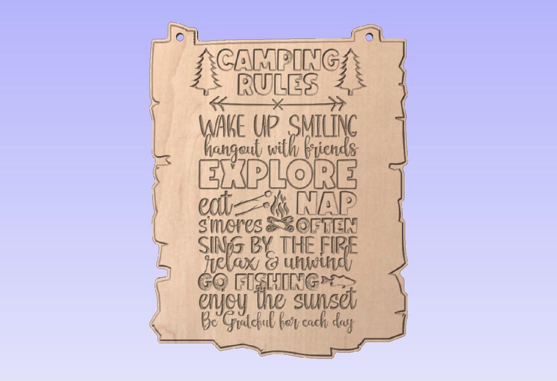 Wooden Sign Template for Vectric Files - "camp Rules" With Bonus ...