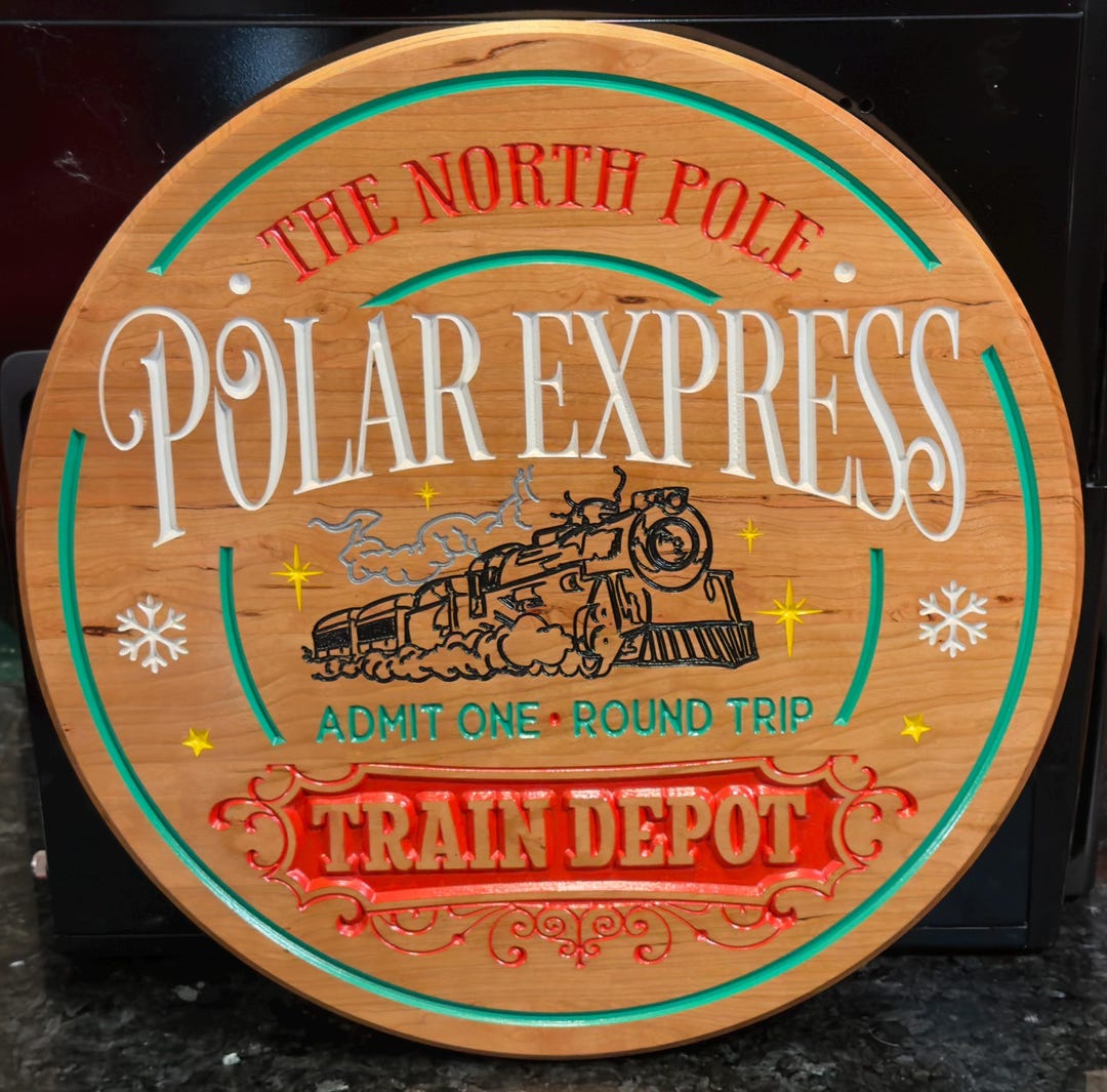 Polar Express Ticket Sign: CNC Carving Digital Files (SVG, Dxf, Crv ...