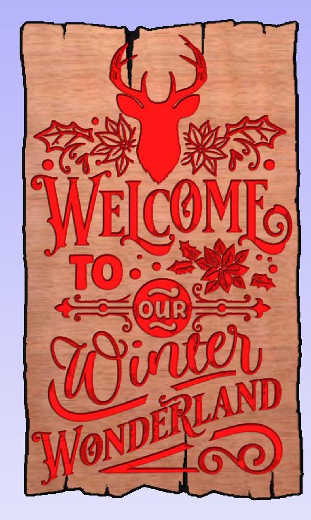 Christmas Winter Wonderland Sign SVG: Deer, Holly (DXF, CRV) - Etsy