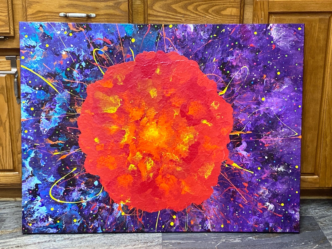 30x40 Original Supernova Hand Painted Poured Acrylic Painting on Canvas ...