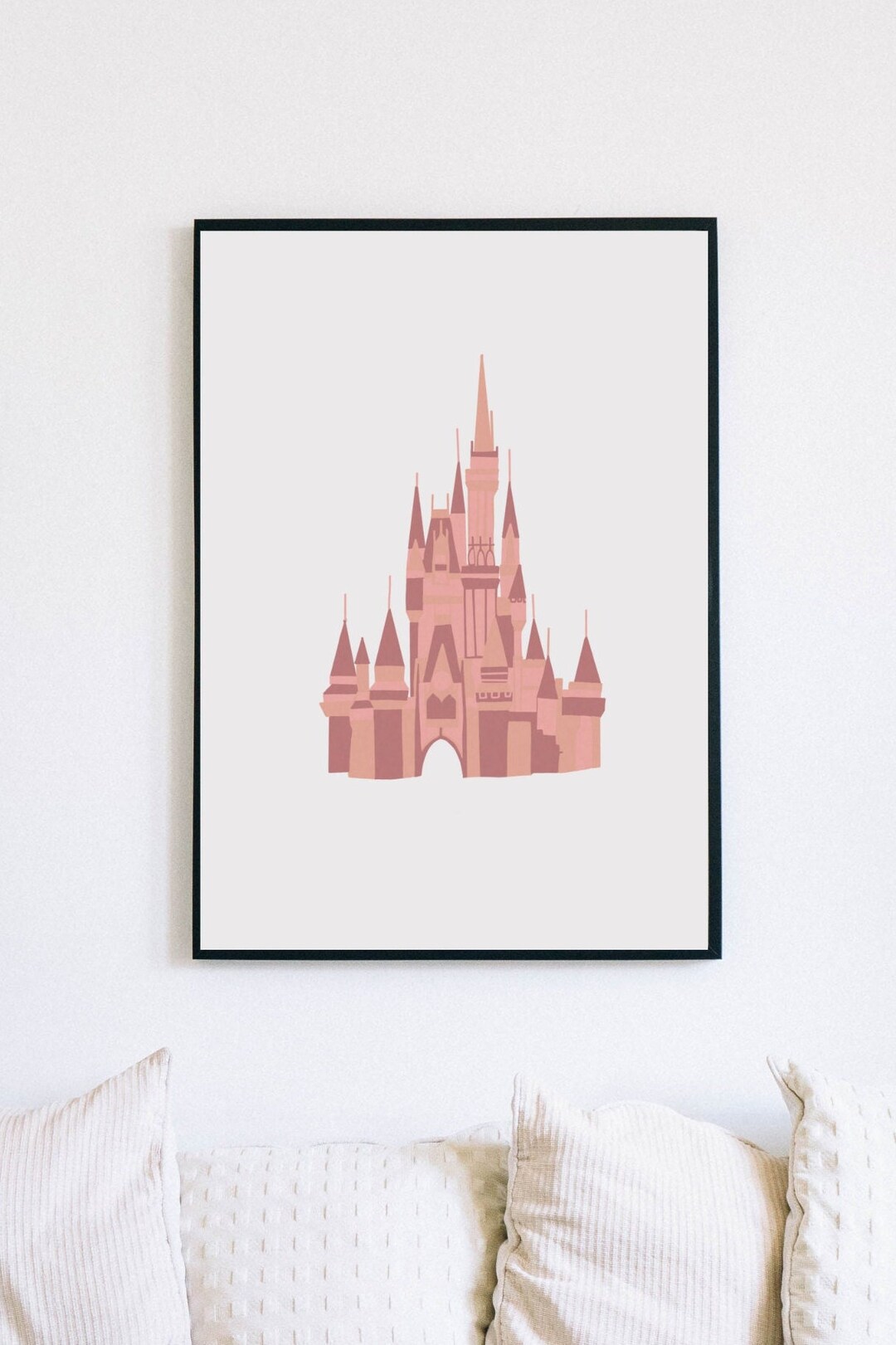 Pink and Blue Castle Digital Download Minimal Nursery Decor Playroom ...