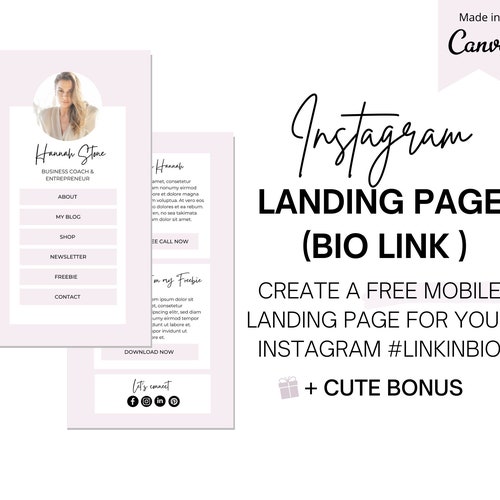 Instagram Link in Bio Template Canva Website DARK MODE - Etsy