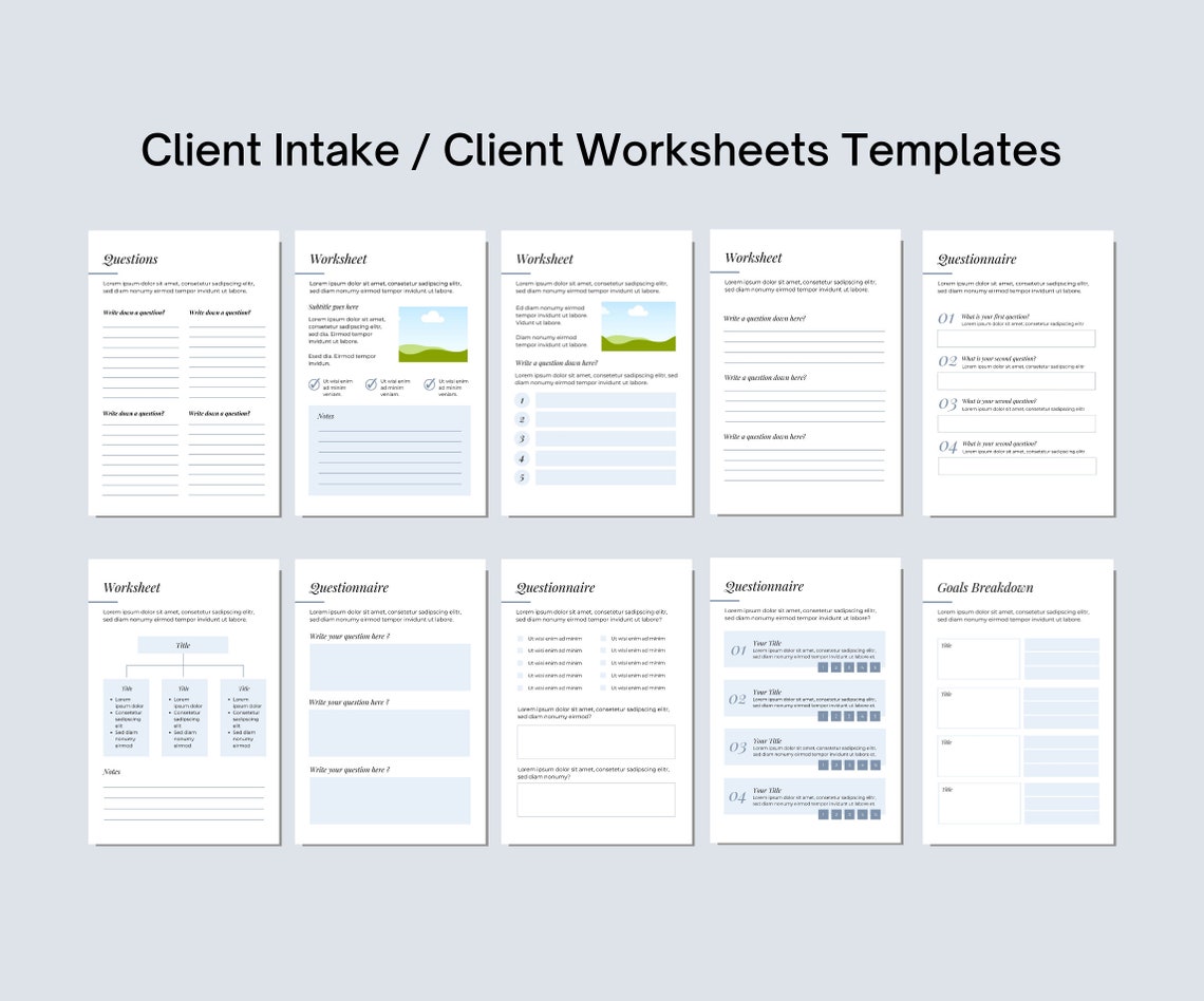 Coaching Client Worksheet Templates Canva Client Intake Forms Template ...